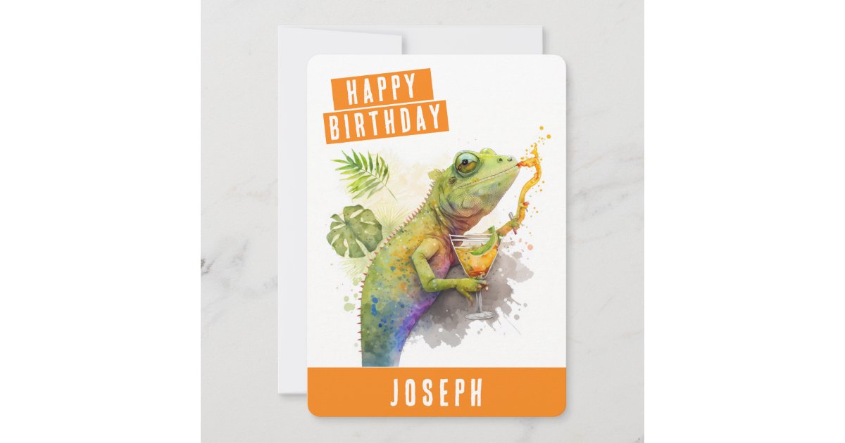 Summer vibes Chameleon Birthday Card | Zazzle