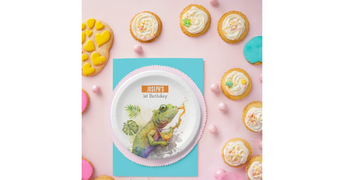 Summer vibes Chameleon - Birthday Party - Paper Plates | Zazzle
