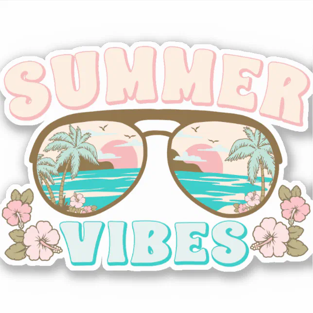 Summer Vibes Retro Boho Sticker | Zazzle