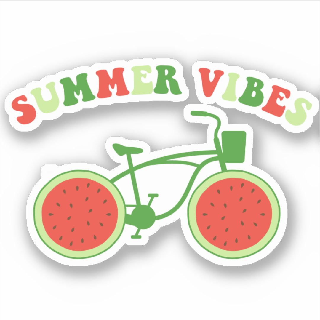 Summer Vibes Watermelon Cut Vinyl Stickers | Zazzle