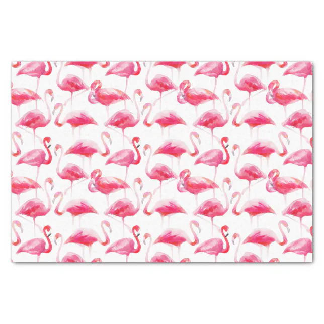 Summer Watercolor Bright Pink Flamingo Pattern Tissue Paper | Zazzle