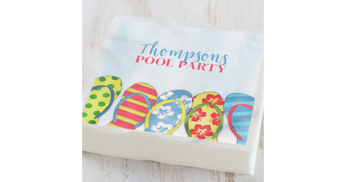 Summer Watercolor Pool Party Custom Napkins | Zazzle