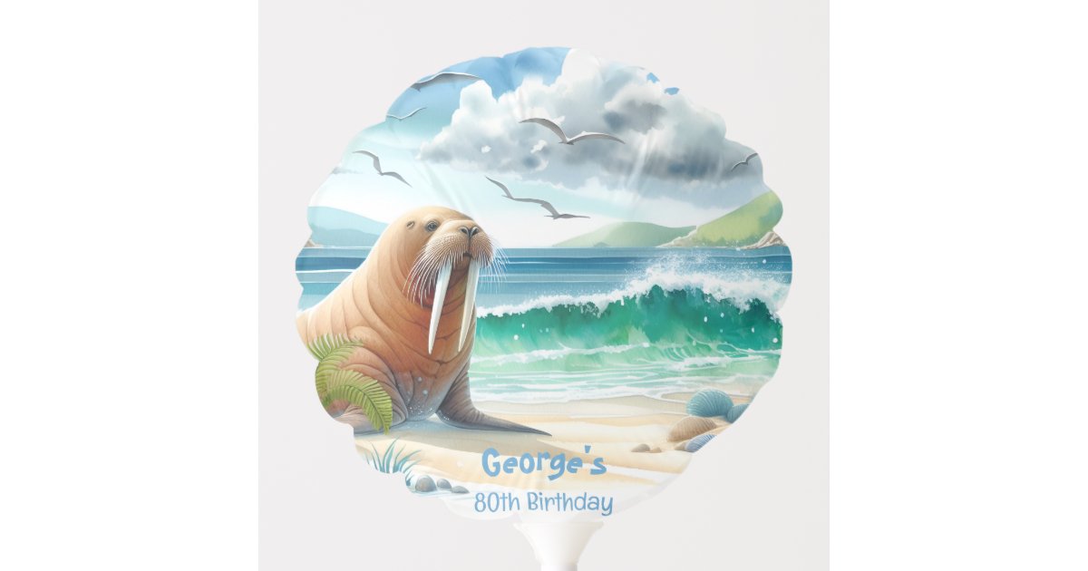 Summer Watercolor Walrus Balloon | Zazzle