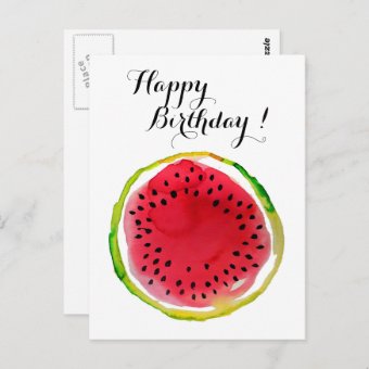 Summer Watercolor Watermelon Postcard | Zazzle