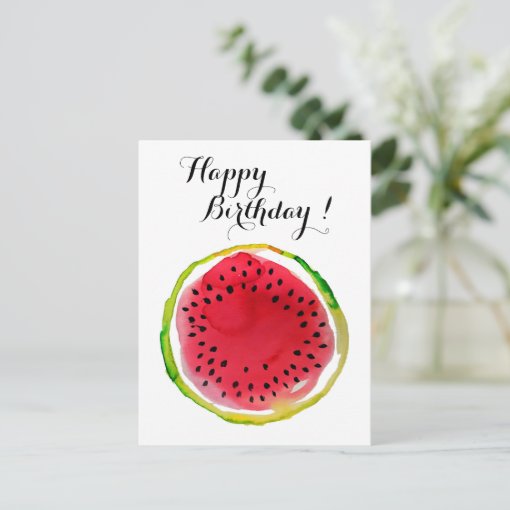 Summer Watercolor Watermelon Postcard | Zazzle