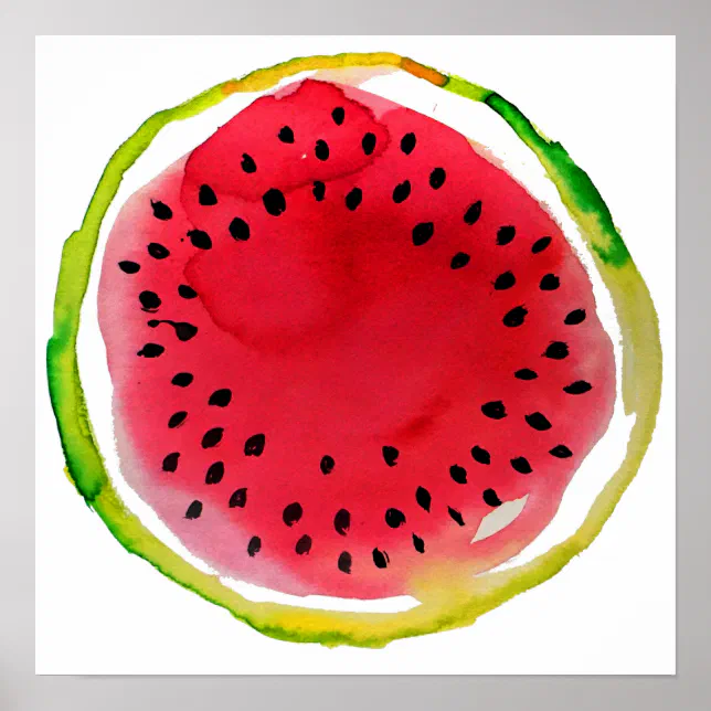 Summer Watercolor Watermelon Poster | Zazzle