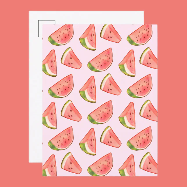 Summer Watercolor Watermelon Slices Postcard | Zazzle
