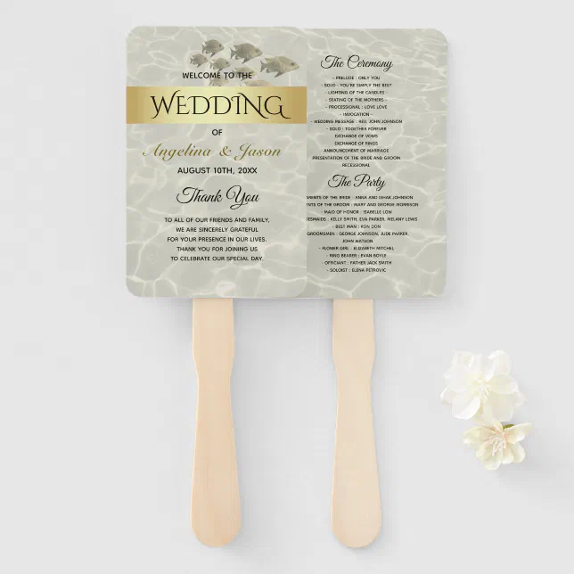 Summer Wedding Program Hand Fan | Zazzle