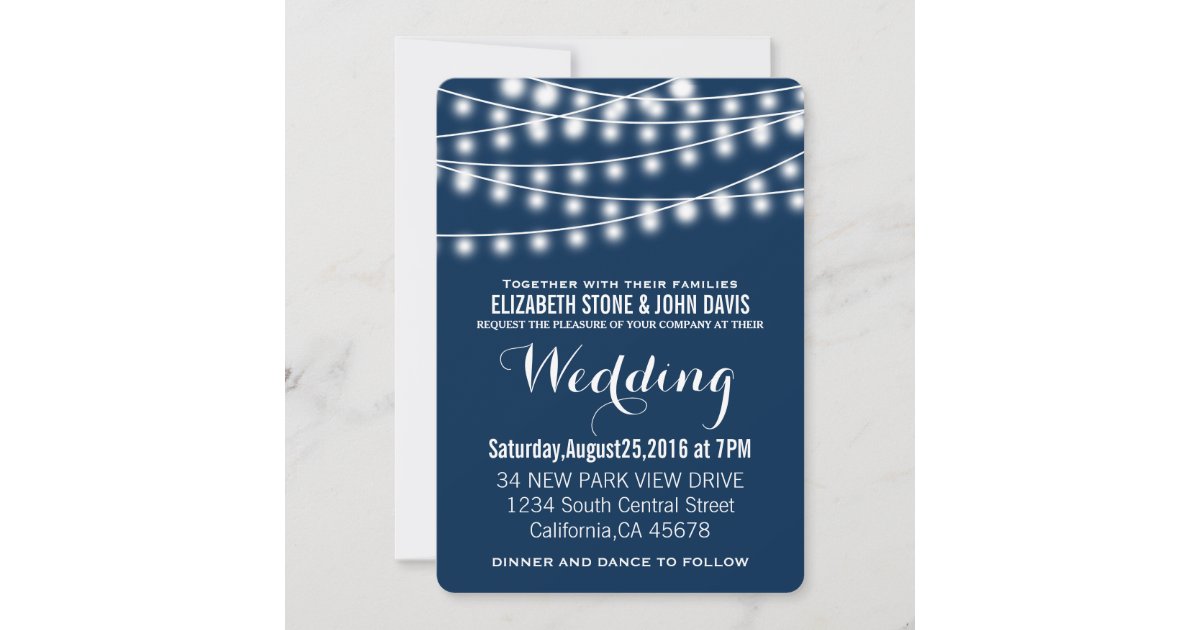 Summer Wedding String Lights Design Invitation | Zazzle