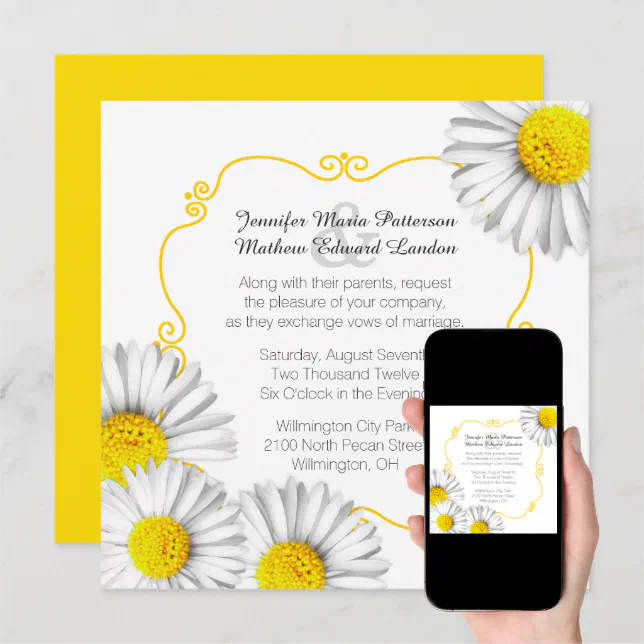 Summer White Daisies Wedding Invitation | Zazzle