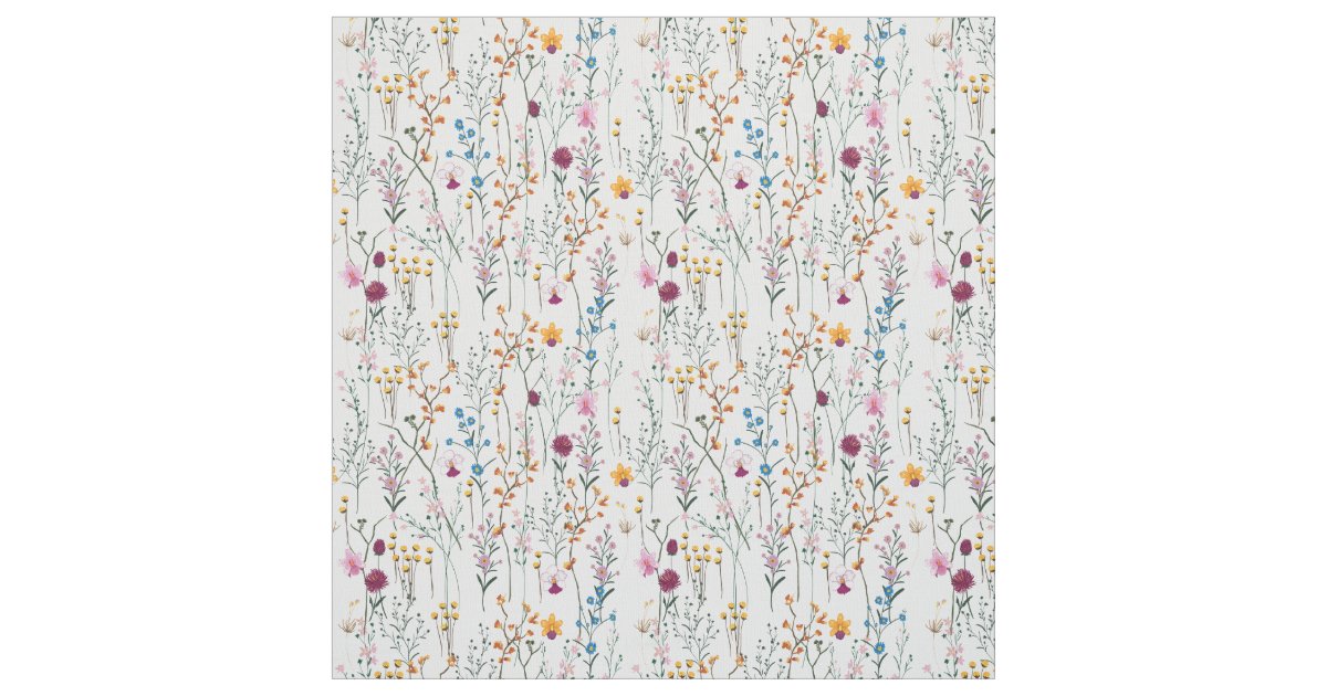 Summer Wildflower Pattern Fabric | Zazzle