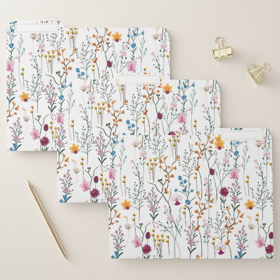 Summer Wildflower Pattern File Folder | Zazzle