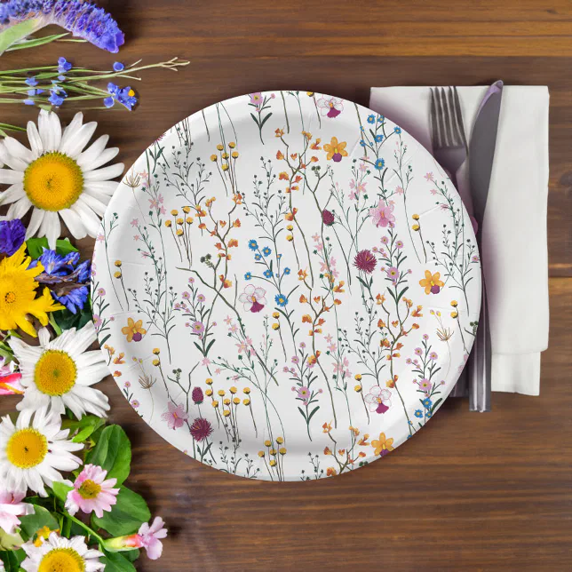 Summer Wildflower Pattern Paper Plates | Zazzle