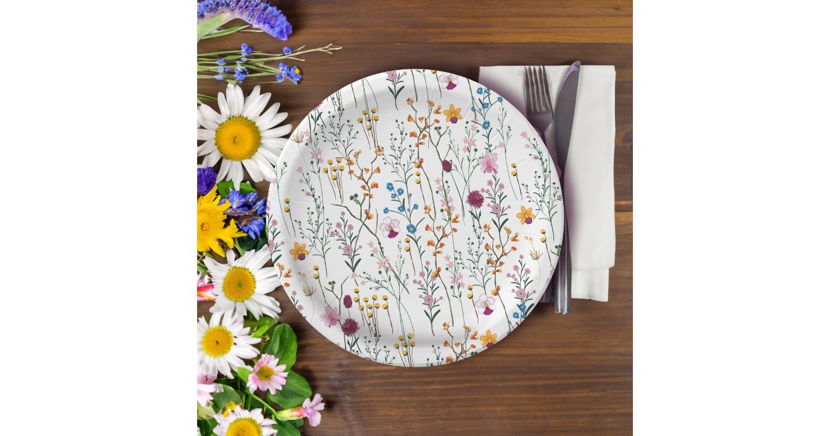Summer Wildflower Pattern Paper Plates | Zazzle