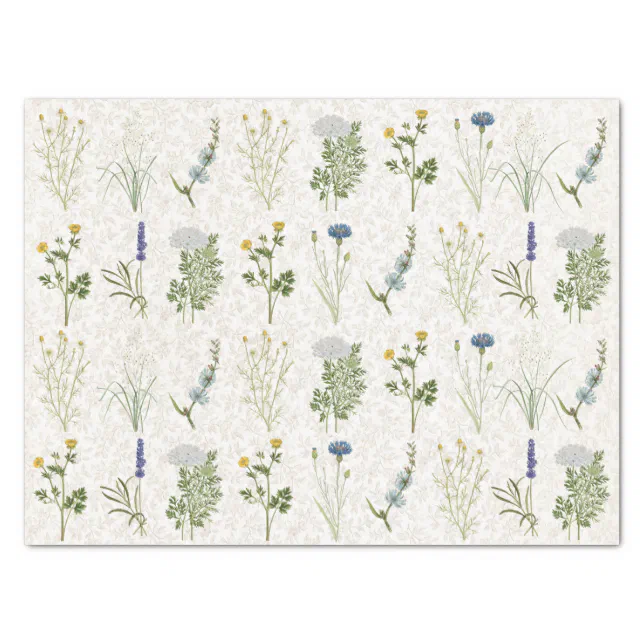 Summer Wildflower Vintage Floral Meadow Decoupage Tissue Paper | Zazzle