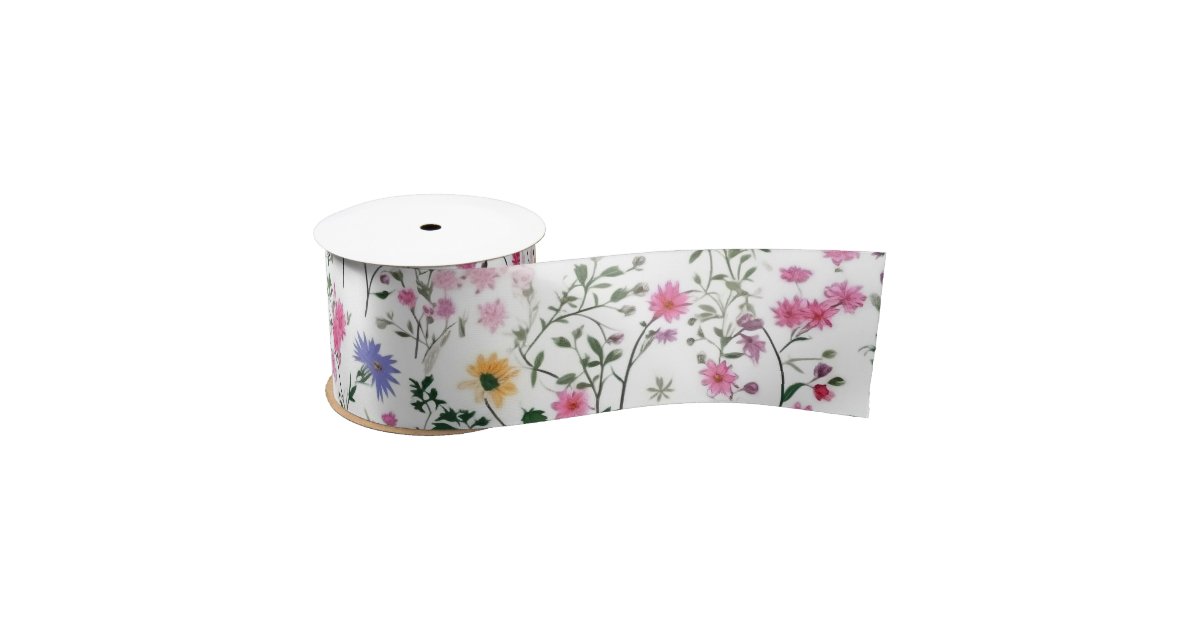 Summer Wildflowers Satin Ribbon | Zazzle