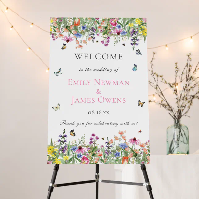Summer Wildflowers Watercolor Wedding Welcome Sign | Zazzle