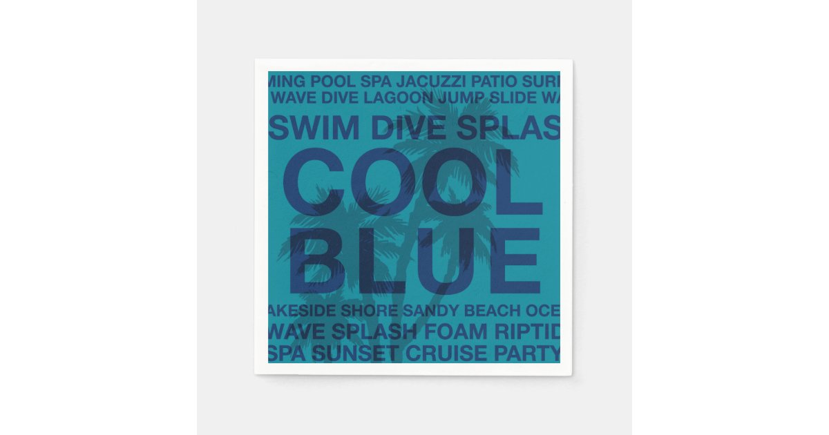 Summer Words Poolside and Palm Tree Paper Napkins | Zazzle