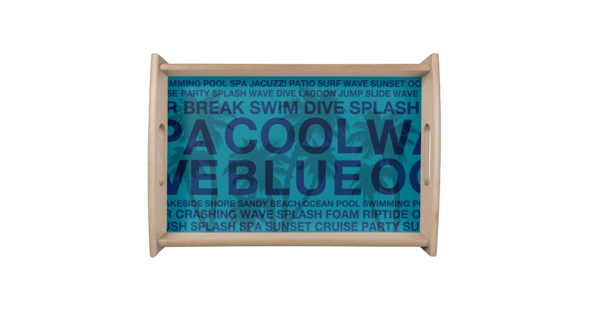Summer Words Poolside and Palm Tree Tray | Zazzle