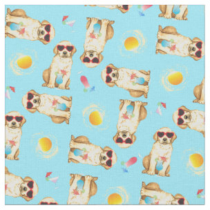 Yellow Labrador vintage florals mint Fabric | Zazzle
