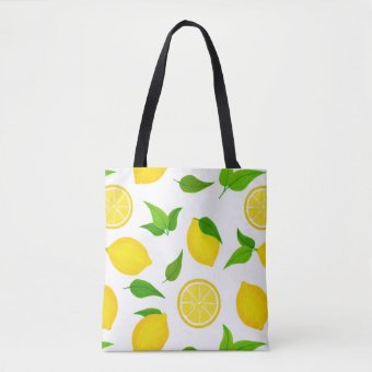 Summer Yellow Lemons Pattern Tote Bag | Zazzle