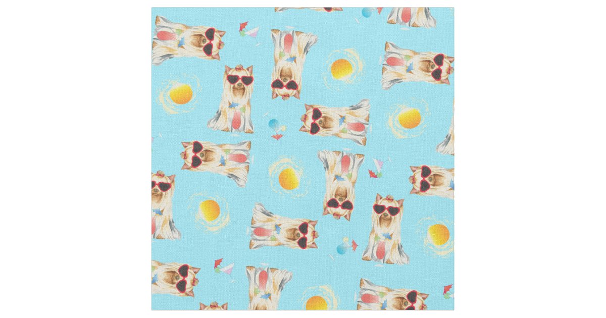 Summer Yorkie Fabric | Zazzle