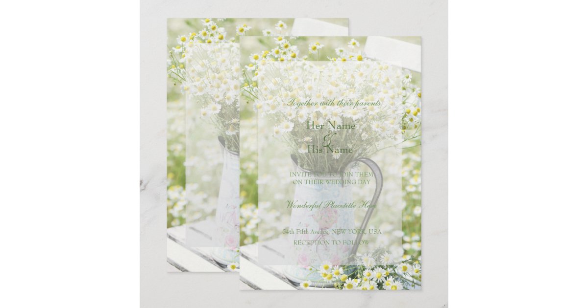 Summerfield Daisies Camomile Flower Wedding Invitation | Zazzle