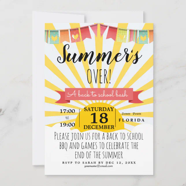summer's over back to school party invite poster | Zazzle