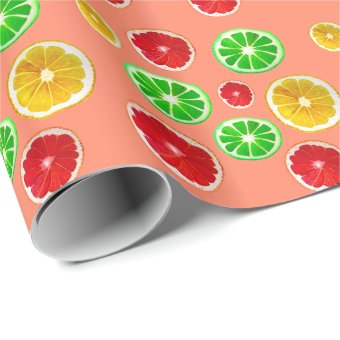 Summertime fruit colorful fruity pattern wrapping paper | Zazzle