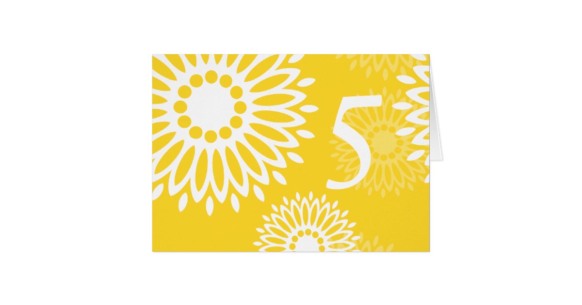 Summertime yellow flowers Table Number Card | Zazzle