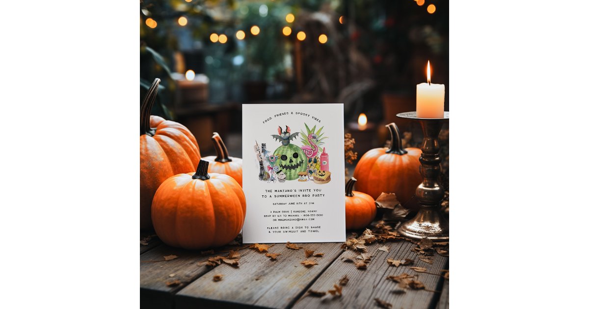 Summerween Backyard BBQ Party Invitation | Zazzle