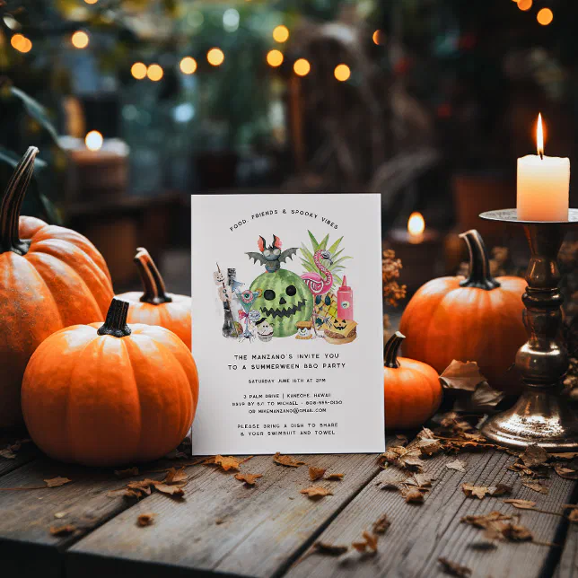 Summerween Backyard BBQ Party Invitation | Zazzle