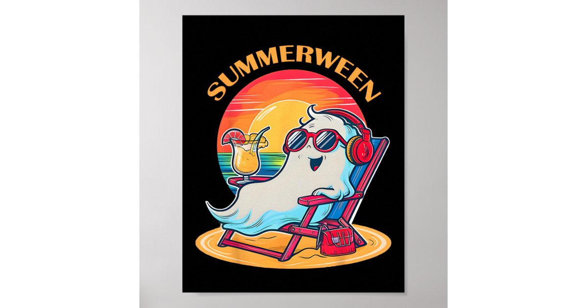 Summerween Cute Spooky Summer Ghost Halloween Love Poster | Zazzle