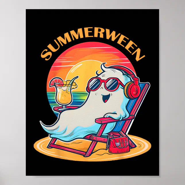Summerween Cute Spooky Summer Ghost Halloween Love Poster | Zazzle