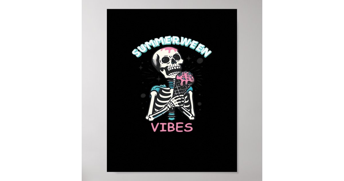 Summerween Vibes Spooky Summer Pumpkin Classic Poster | Zazzle