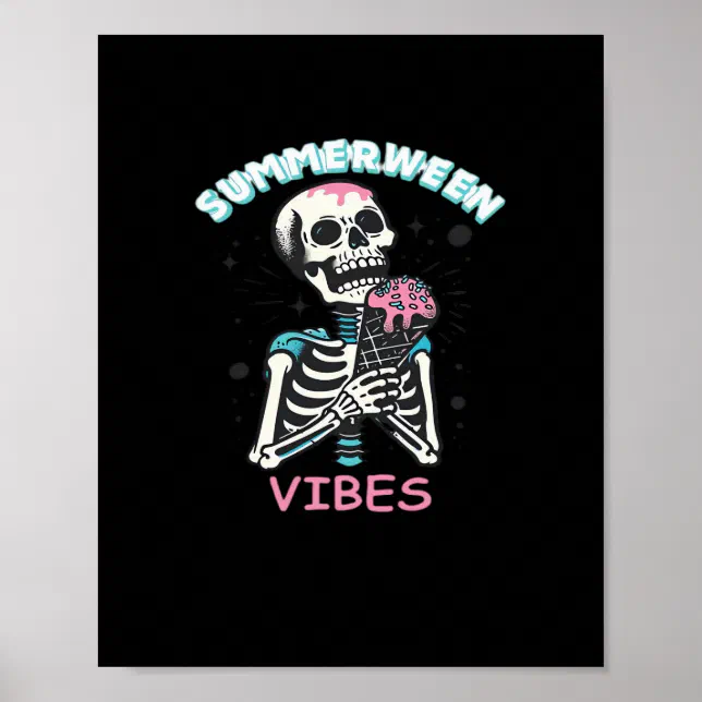 Summerween Vibes Spooky Summer Pumpkin Classic Poster | Zazzle