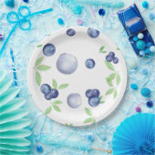 Summery Watercolor Blueberry Paper Plates | Zazzle