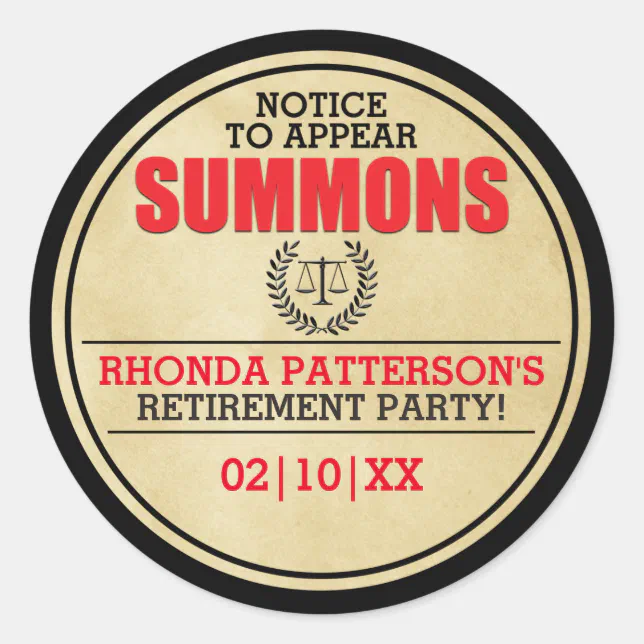 Summons Retirement Party Envelope Seal | Zazzle