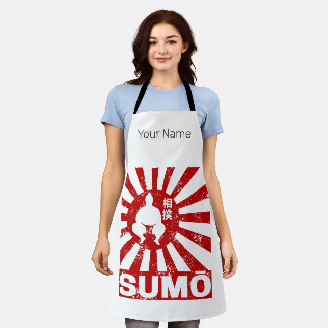 Sumo Retro Wrestler Japanese Vintage Design Apron | Zazzle