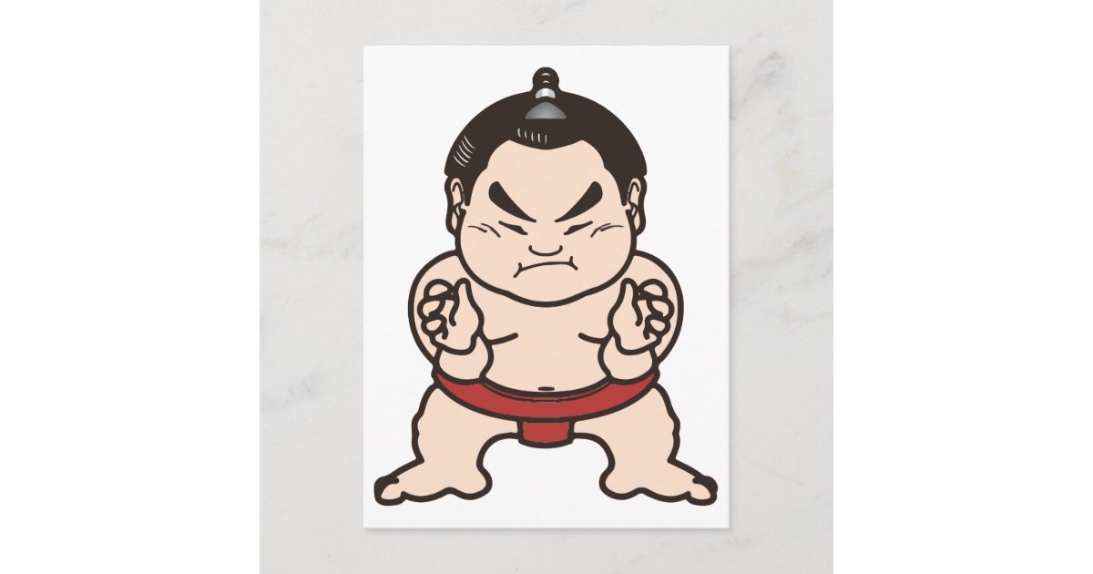Sumo Wrestler Cartoon Japan Japanese Wrestling Postcard | Zazzle