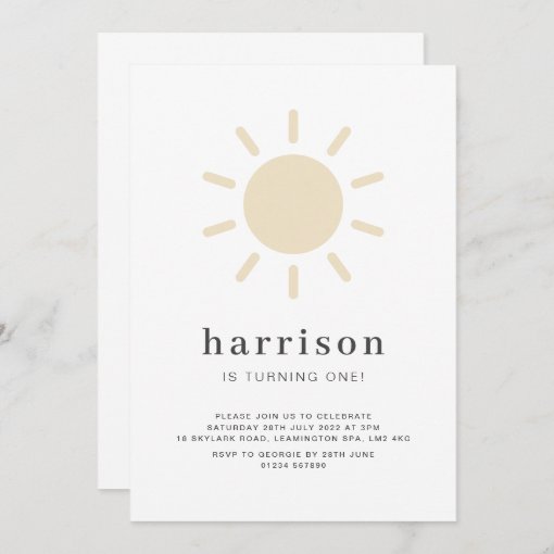 Sun 1st Birthday Invitation | Zazzle