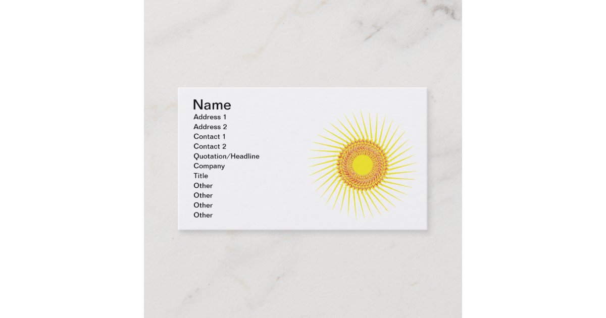 Sun 2 business card | Zazzle