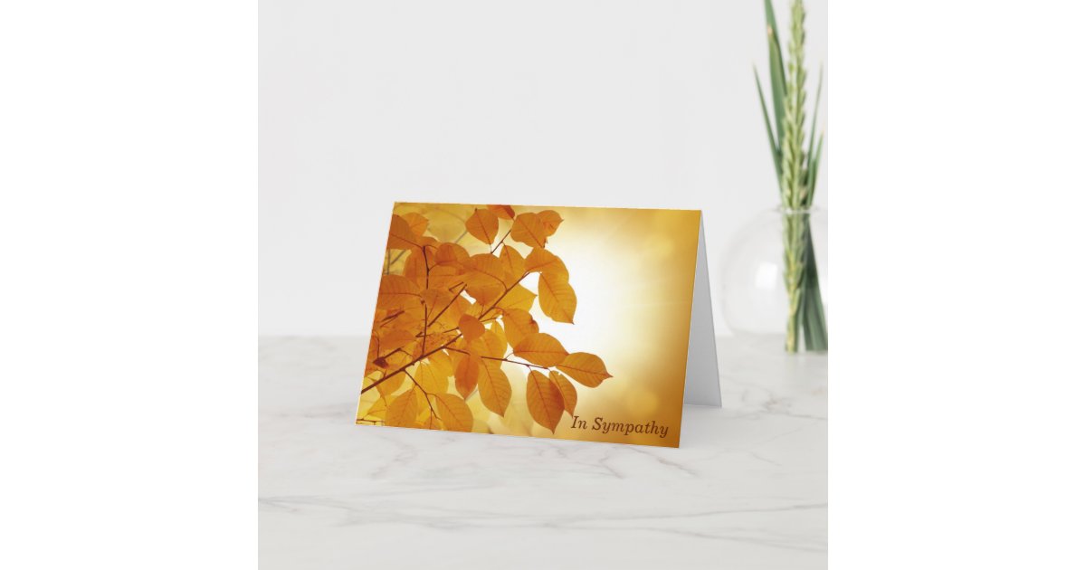 Sun and Autumn Leaves Sympathy Card | Zazzle