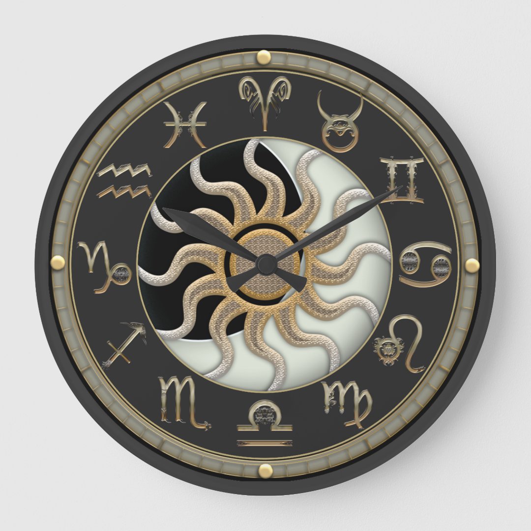 Sun And Moon Astrology Symbols Large Clock | Zazzle