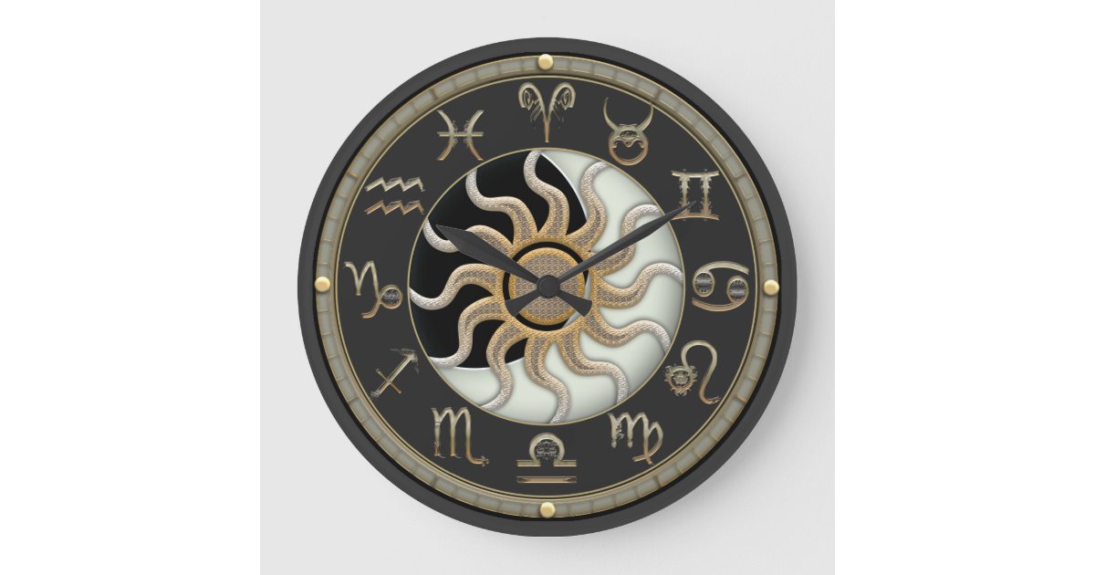 Sun And Moon Astrology Symbols Large Clock | Zazzle