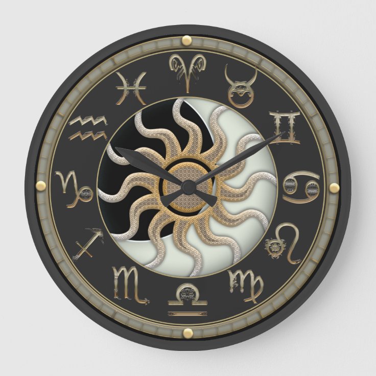 Sun And Moon Astrology Symbols Large Clock | Zazzle