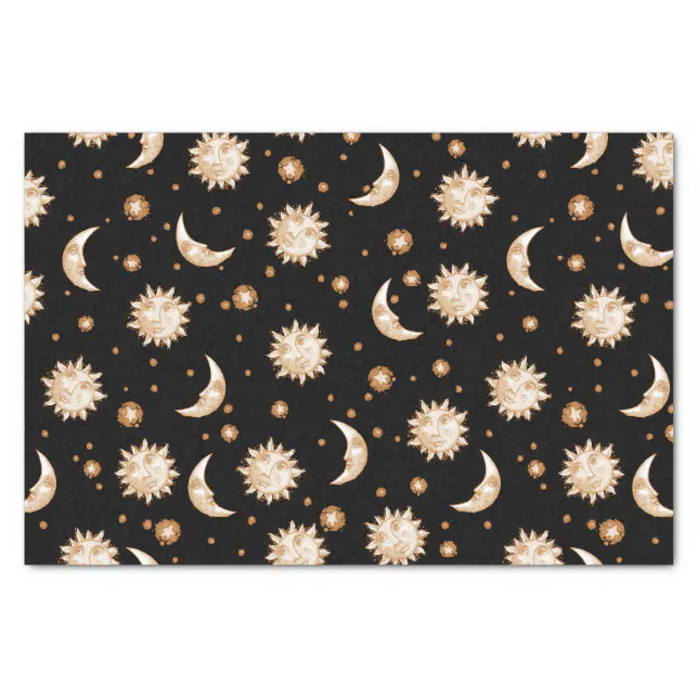 Sun and Moon Black Tissue Paper | Zazzle