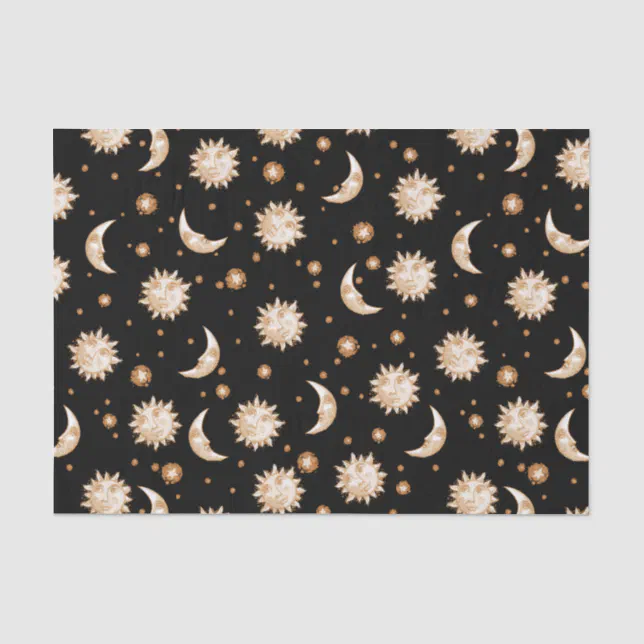 Sun and Moon Black Tissue Paper | Zazzle