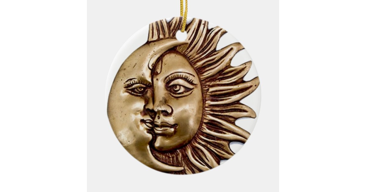 SUN AND MOON CHARM DESIGN CERAMIC ORNAMENT | Zazzle