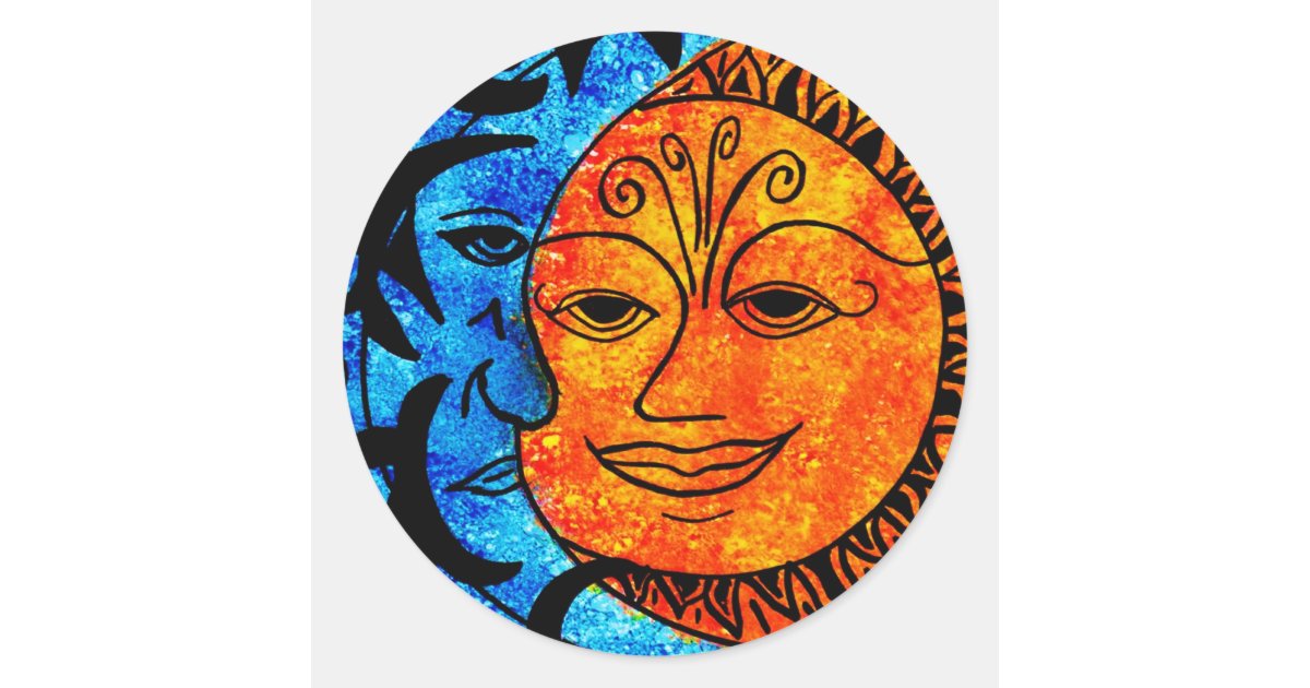 Sun and Moon Classic Round Sticker | Zazzle